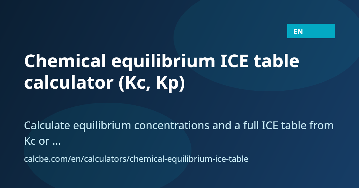 Chemical equilibrium ICE table calculator (Kc, Kp) | CalcBE