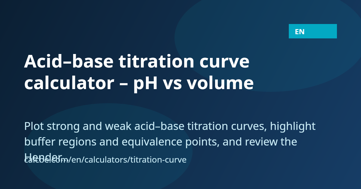 Acid–base titration curve calculator – pH vs volume | CalcBE