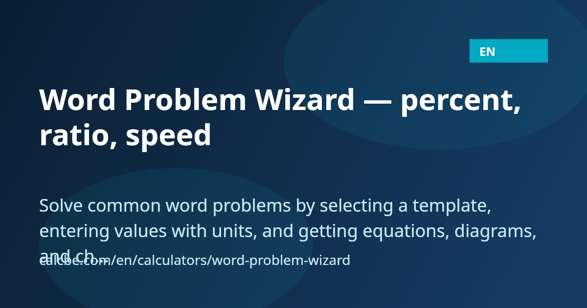 Word Problem Wizard — percent, ratio, speed | CalcBE