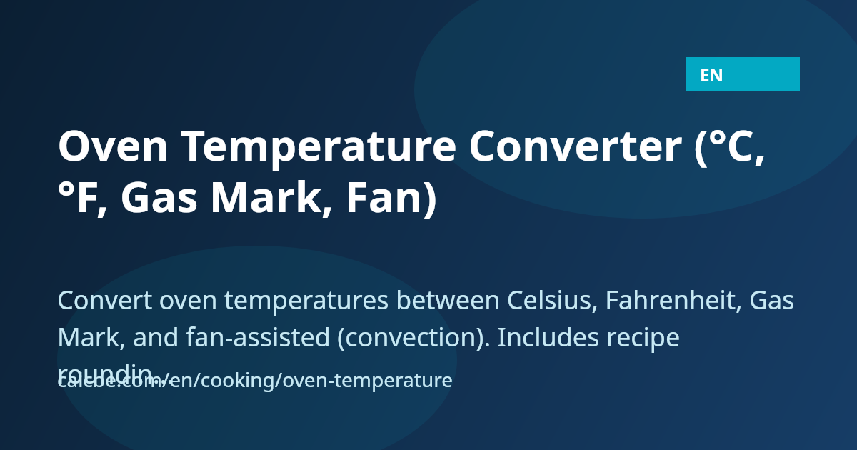 Oven Temperature Converter (°C, °F, Gas Mark, Fan) | CalcBE