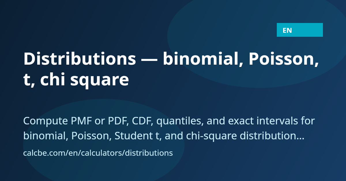 Distributions — binomial, Poisson, t, chi square | CalcBE
