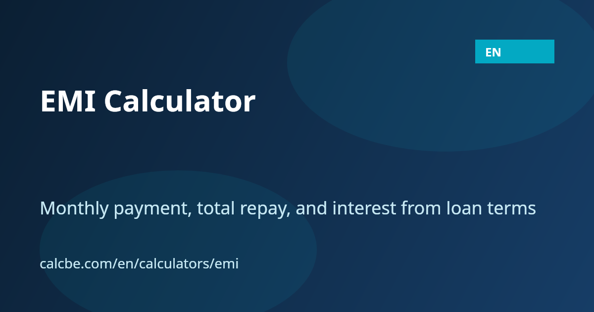 EMI calculator (loan EMI, monthly payment) | CalcBE