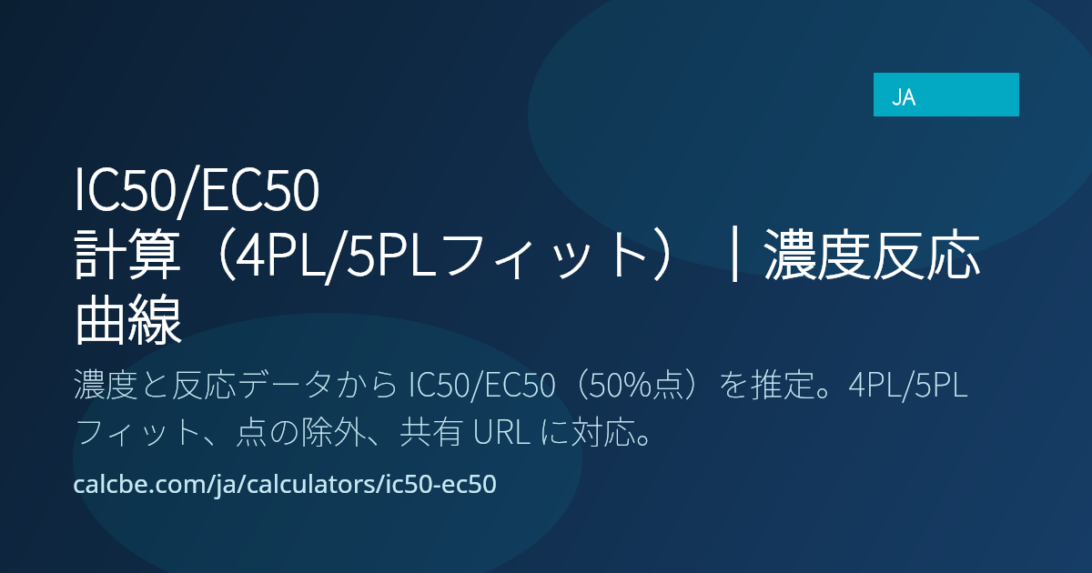 IC50/EC50 計算（4PL/5PLフィット）｜濃度反応曲線｜CalcBE