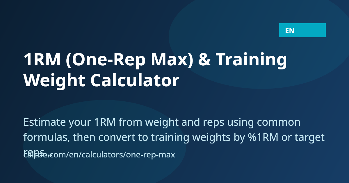 1RM (One-Rep Max) & Training Weight Calculator | CalcBE