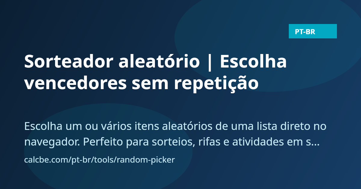 Sorteador aleatório | Escolha vencedores sem repetição