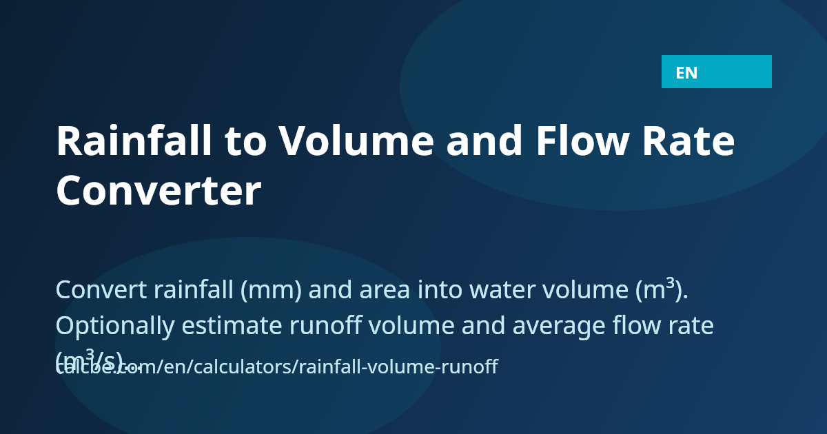 Rainfall to Volume and Flow Rate Converter | CalcBE