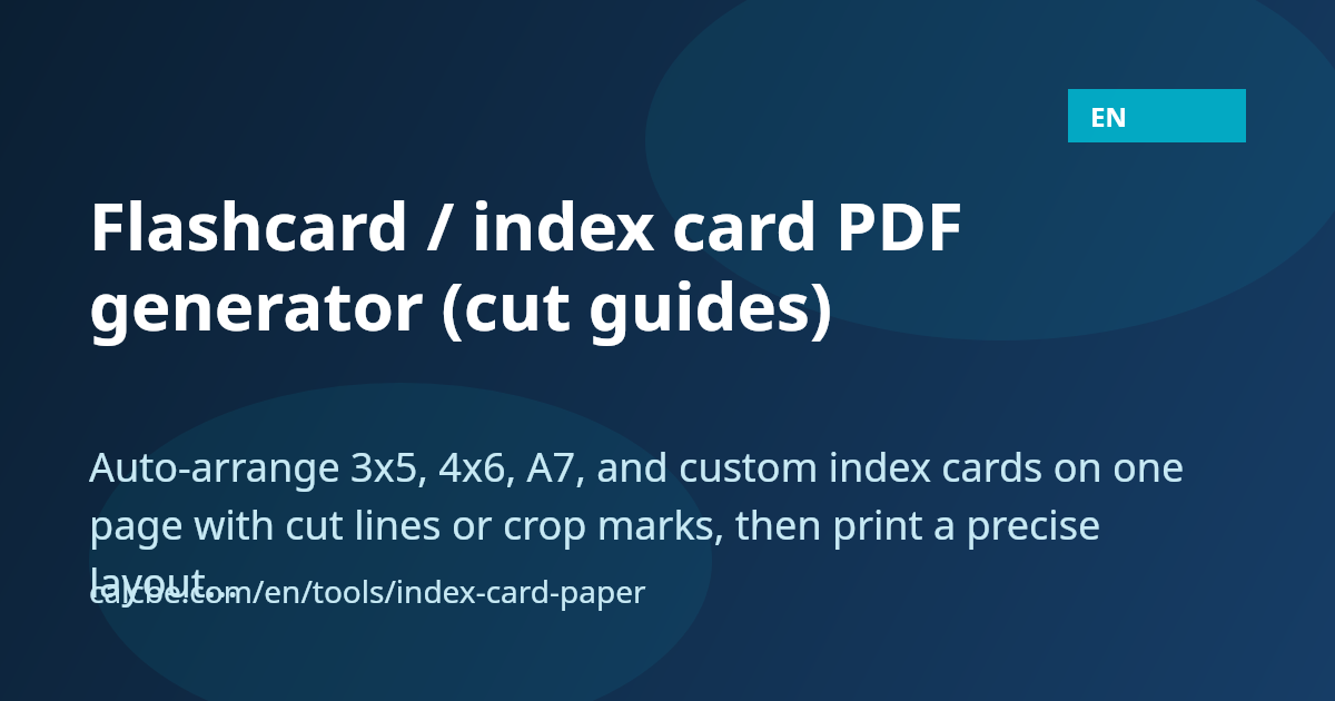 Flashcard / index card PDF generator (cut guides) | CalcBE