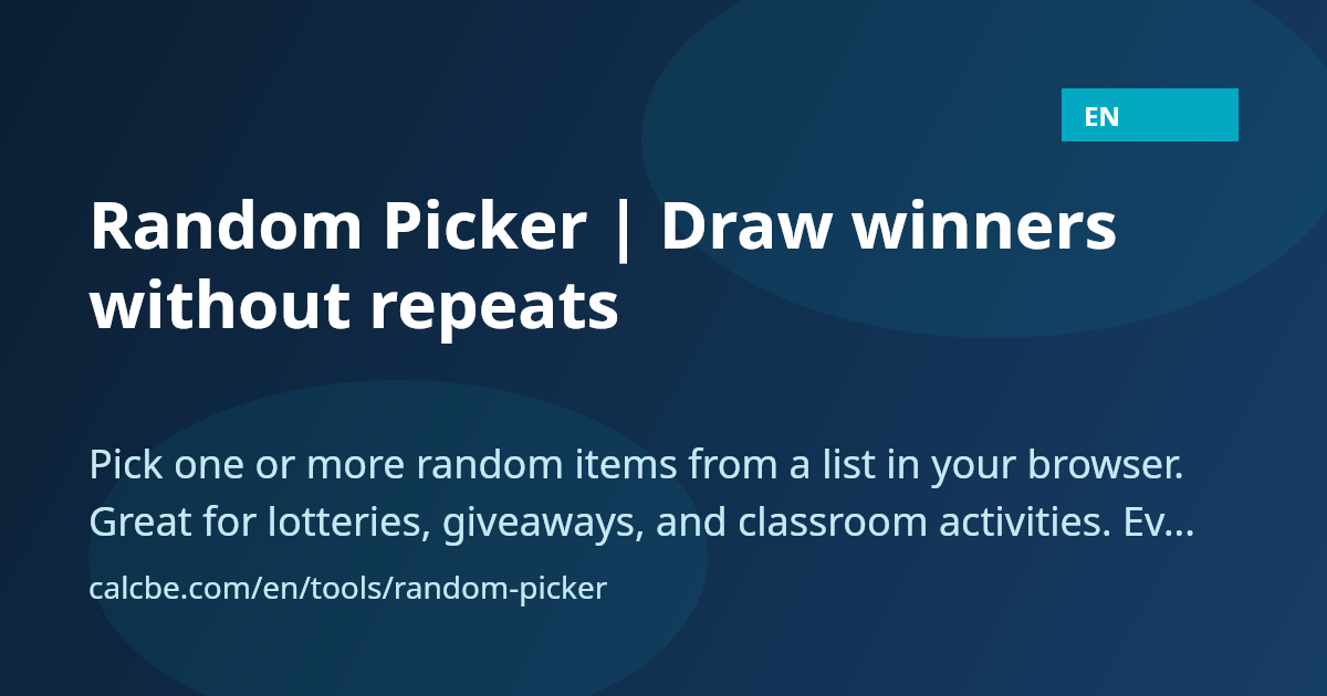 Random Picker | Draw winners without repeats | CalcBE